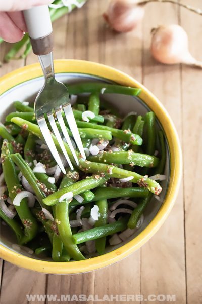 Cold Green Bean Salad with French Mustard Vinaigrette Dressing - Masala ...