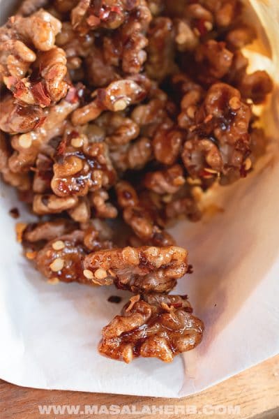 Spiced Roasted Walnuts with Honey Recipe [Oven roasted] | Masala Herb