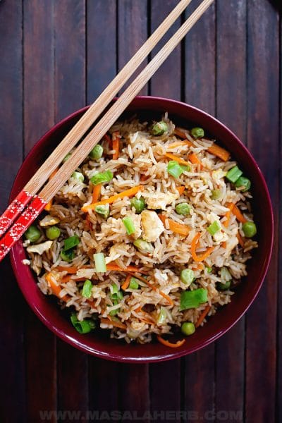 Receta de arroz frito Panda Express copiado [+Vídeo] 🐼 MasalaHerb.com ...