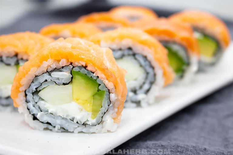 Philadelphia Roll Sushi Recipe (+VIDEO) | MasalaHerb.com