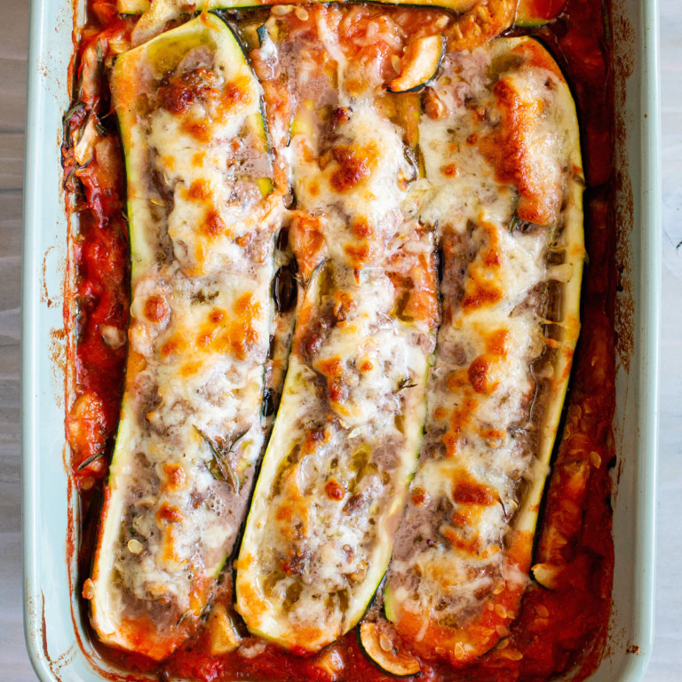Ground Beef Stuffed Zucchini Boats Recipe