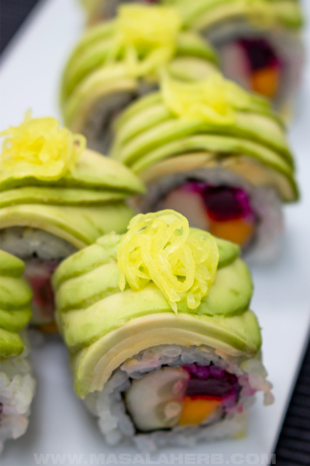 Avocado Cucumber Beet Mango Sushi Roll Recipe