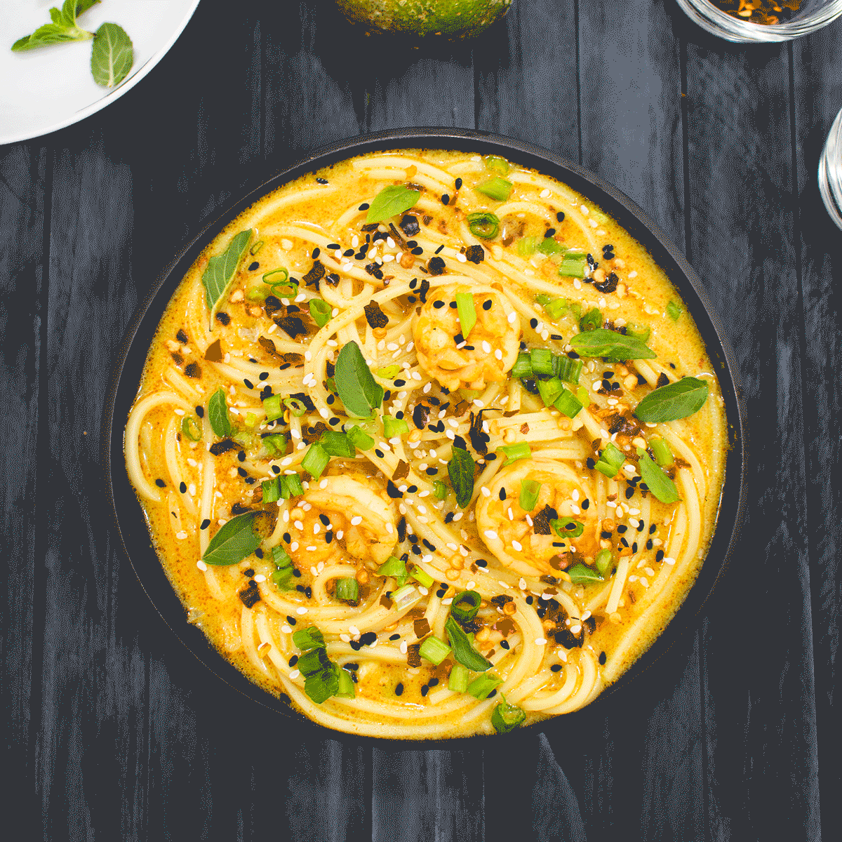 15 Min Shrimp Coconut Curry Soup With Noodles 0956