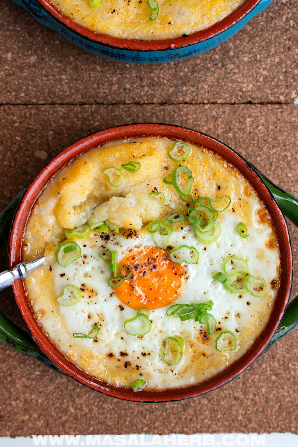 Cheesy Baked Polenta and Egg with Bacon