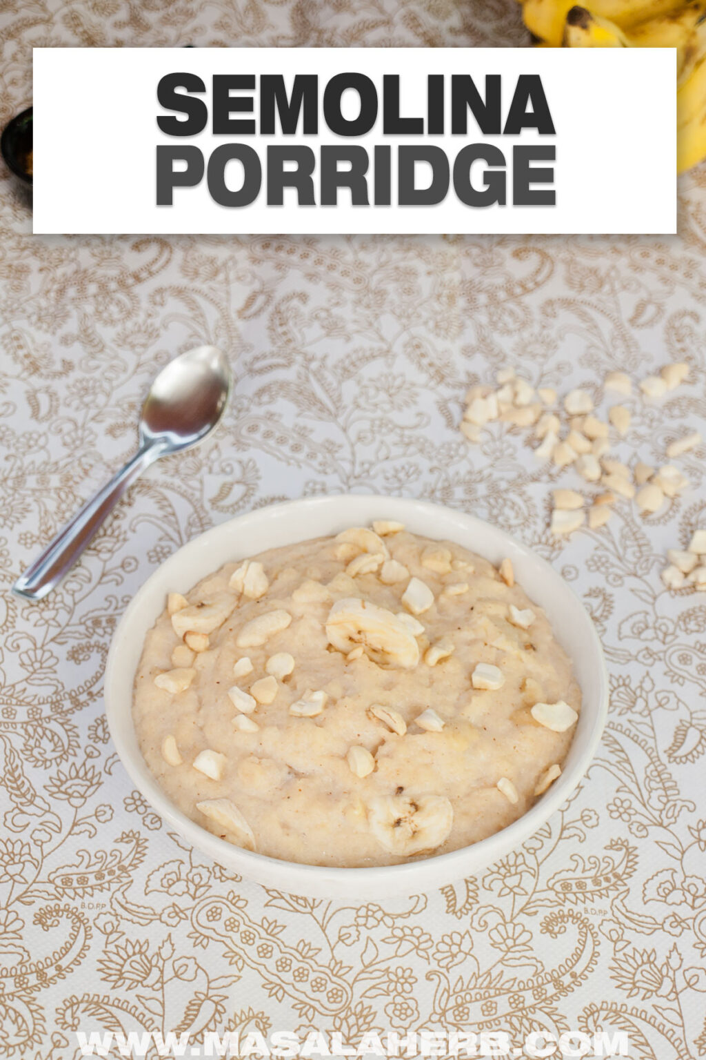 Semolina Breakfast Porridge with Banana and Cashews